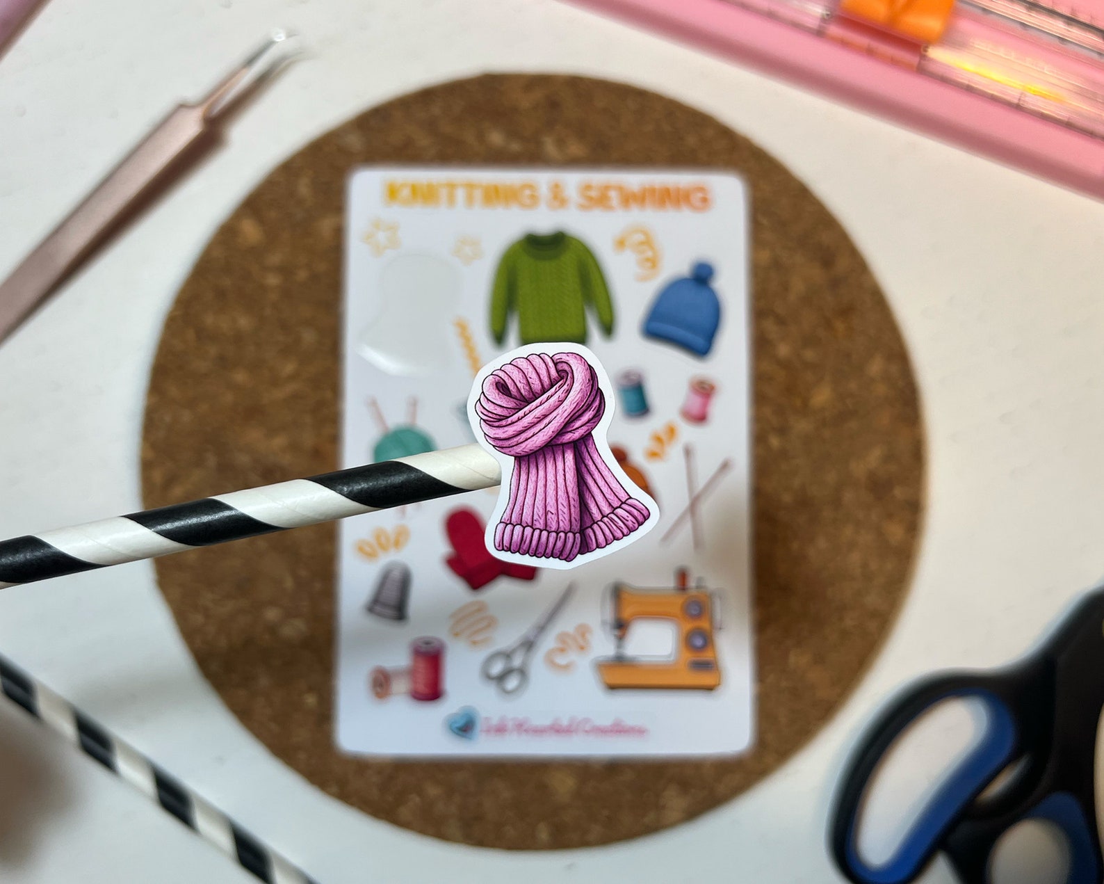 Knitting Sewing Sticker Sheet, Yarn Sticker, Craft Hobby Sticker ...