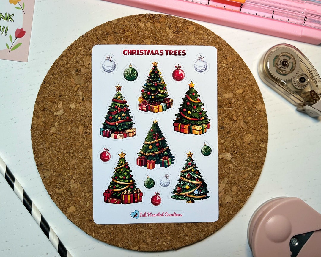 Christmas Tree Sticker Sheet Christmas Ornament Stickers New - Etsy