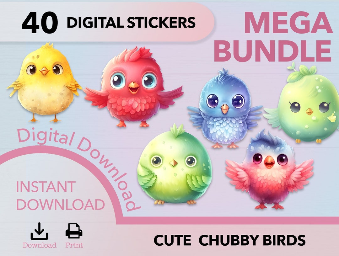 Bird PNG Sticker, MEGA BUNDLE, Cute Bird Sticker, Bird Clip Art ...
