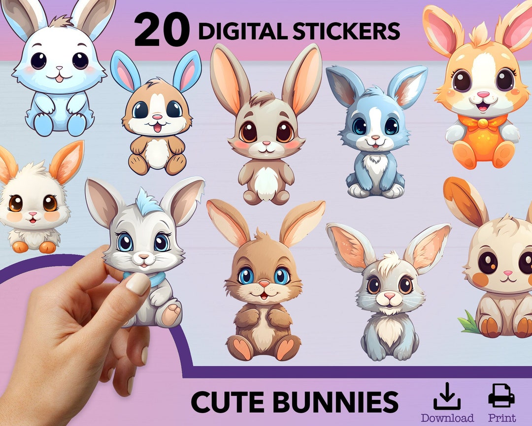 Bunny PNG, Rabbit PNG Sticker, Sticker Png Bundle, Printable Sticker ...