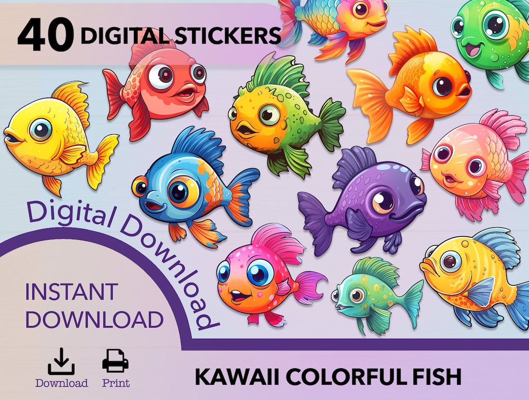 Fish PNG Sticker, Sticker Png Bundle, Printable Sticker, Fish Clipart ...