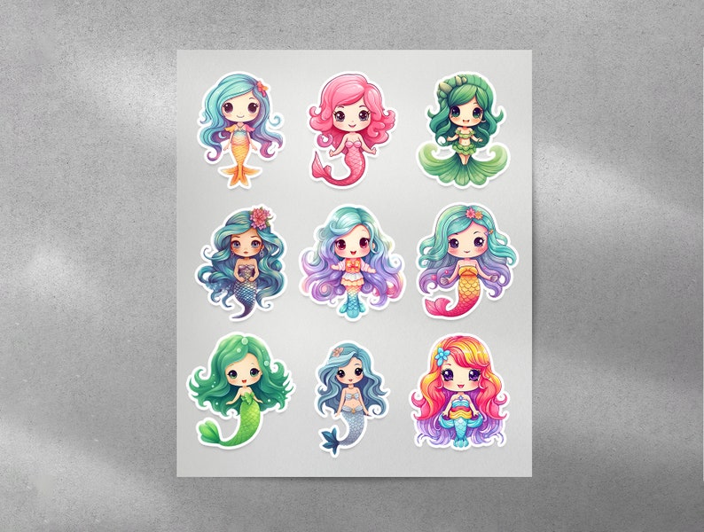 Mermaid PNG Sticker, Kawaii Sticker, Cute Mermaid Sticker, Mermaid Clip ...