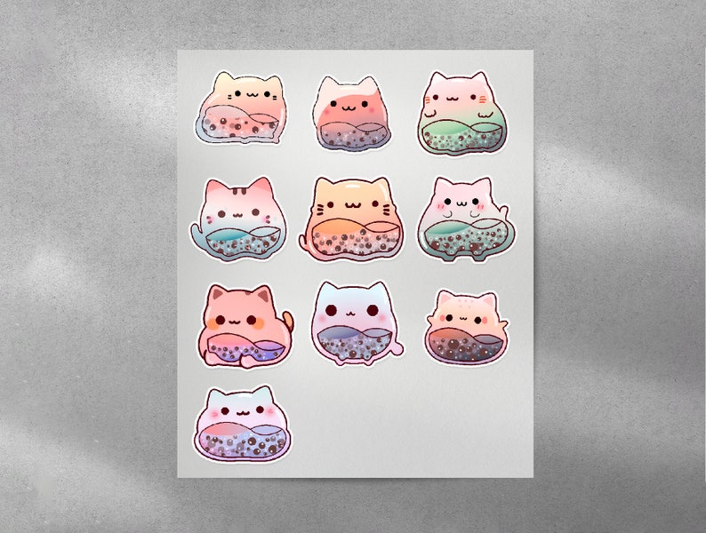 Boba Cat PNG, Bubble Tea PNG Sticker, Sticker Bundle, Boba Tea Sticker ...