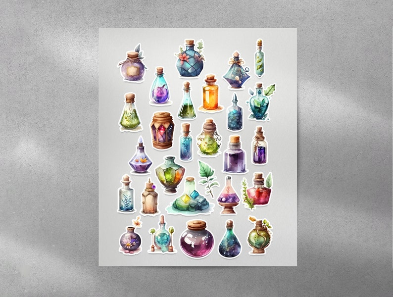 Potion Bottle PNG Sticker, Sticker Png Bundle, Printable Sticker, Magic ...