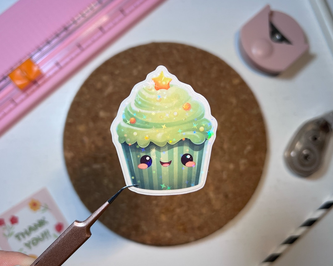 Cupcake Sticker, Green Cupcake Sticker, Cute Cupcake Sticker, Cute Food ...