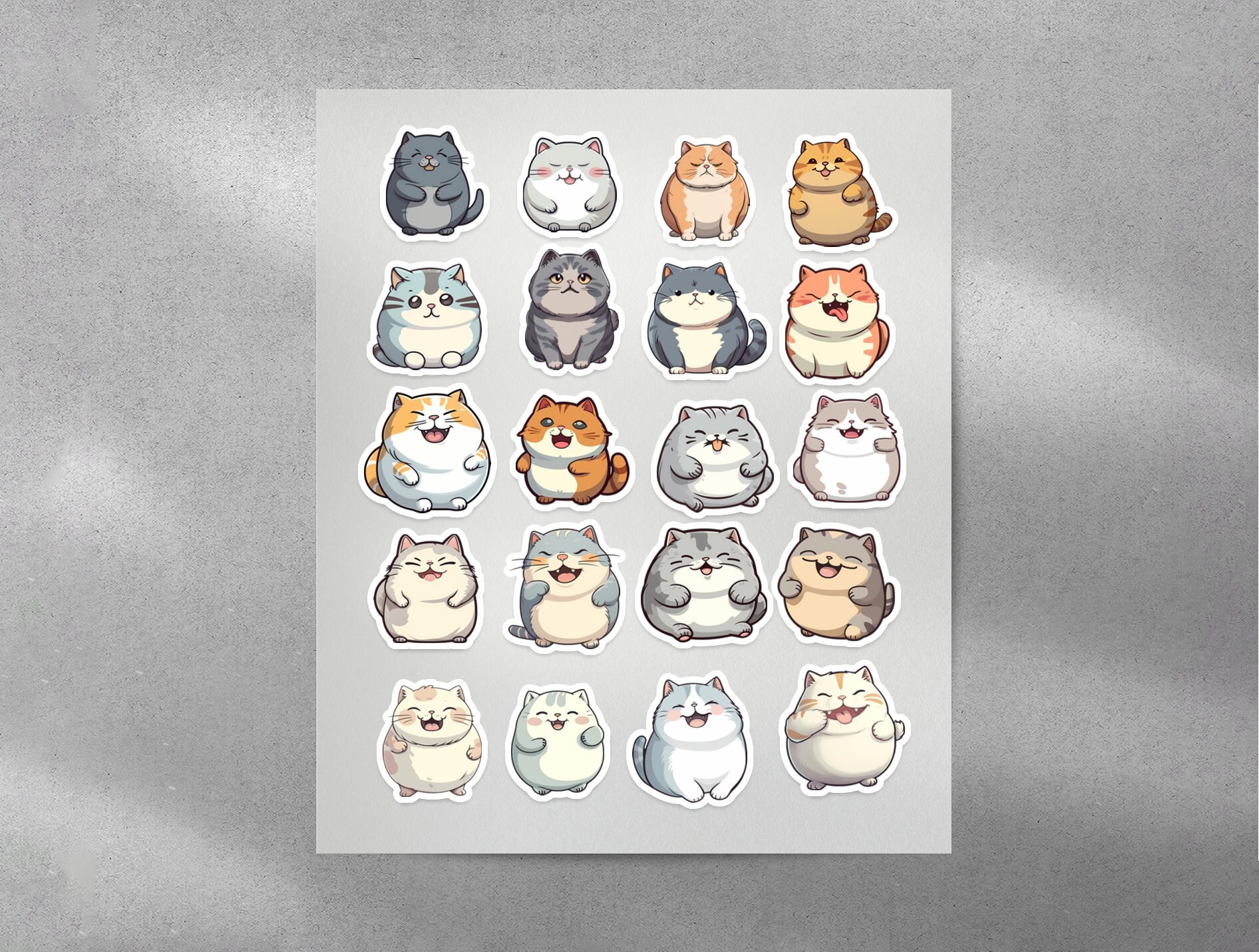 Chubby Cat PNG, Cute Stickers, Sticker Png Bundle, Printable Stickers ...