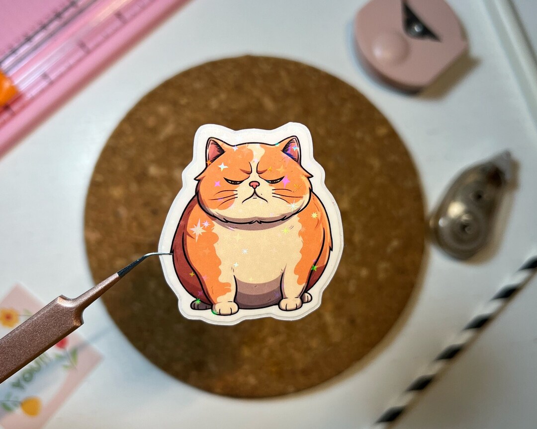 Orange Cat Sticker, Chubby Cat Sticker, Orange Chubby Cat Sticker ...