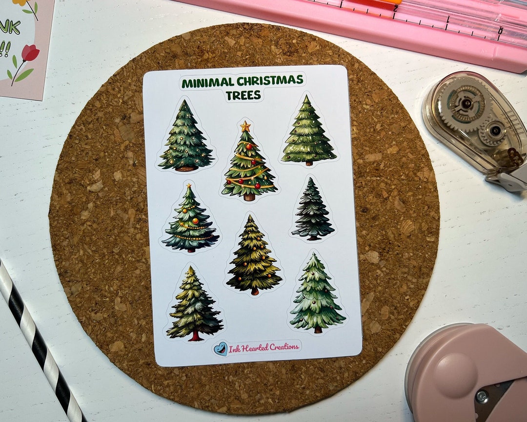 Christmas Tree Sticker Sheet, Christmas Ornament Stickers, New Year ...