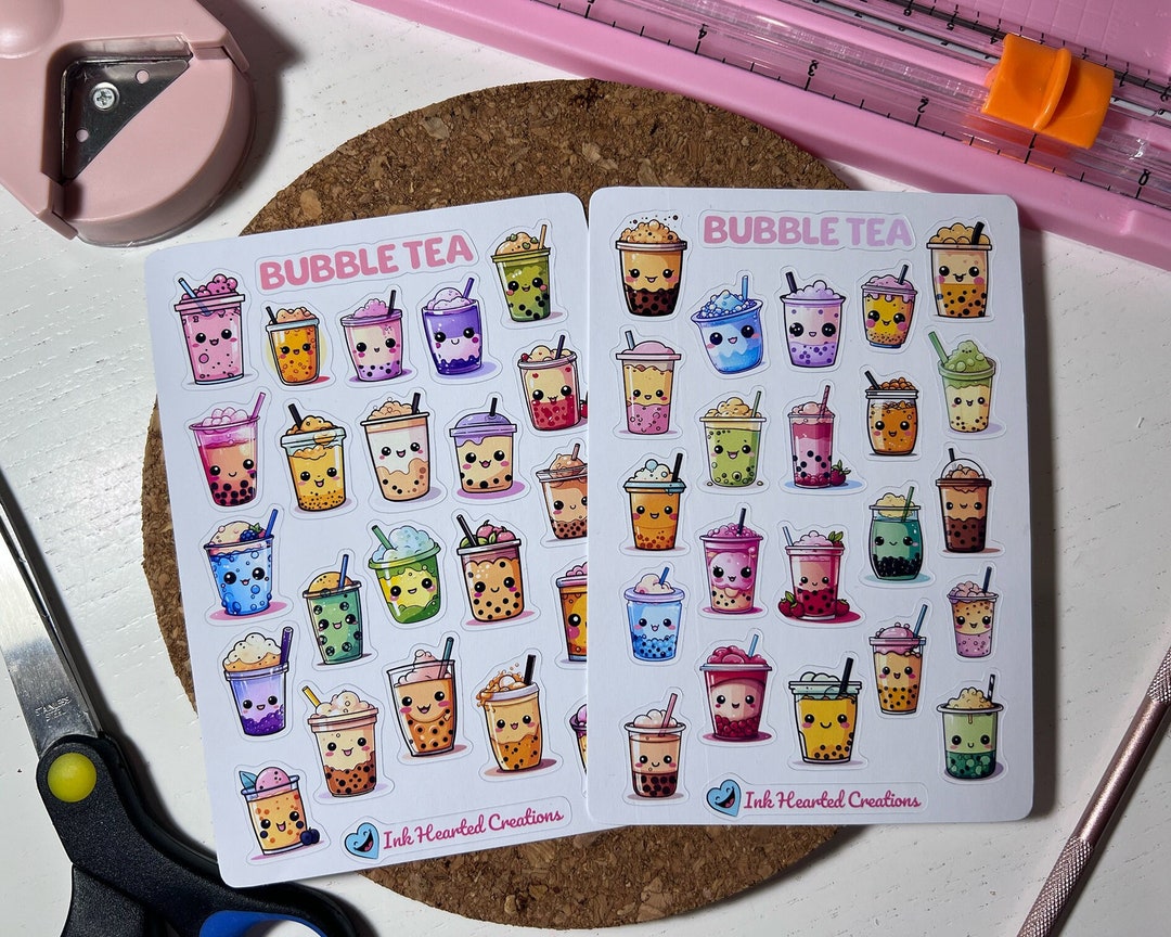 Bubble Tea Sticker Sheet, Boba Tea Sticker Sheet, Boba Tea Planner ...
