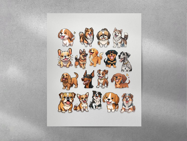 Dog Breeds PNG Cute Stickers Sticker Png Bundle Printable - Etsy
