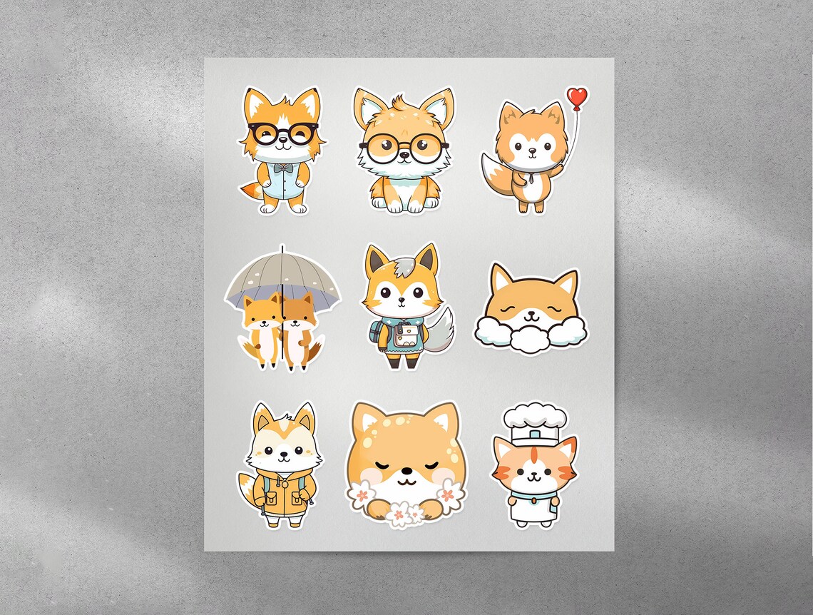 Fox PNG, Fox PNG Sticker, Sticker Bundle, Printable Sticker, Fox ...