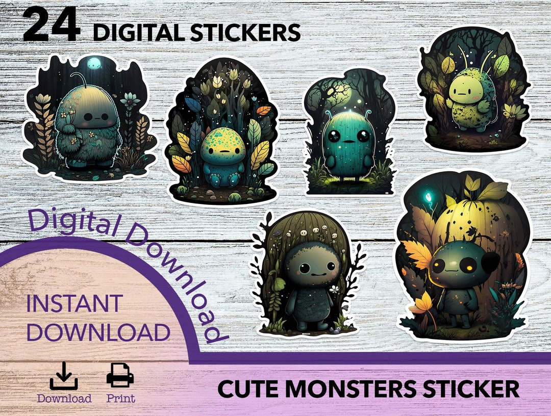 Monsters Cute PNG Stickers, Sticker Png Bundle, Printable Stickers ...