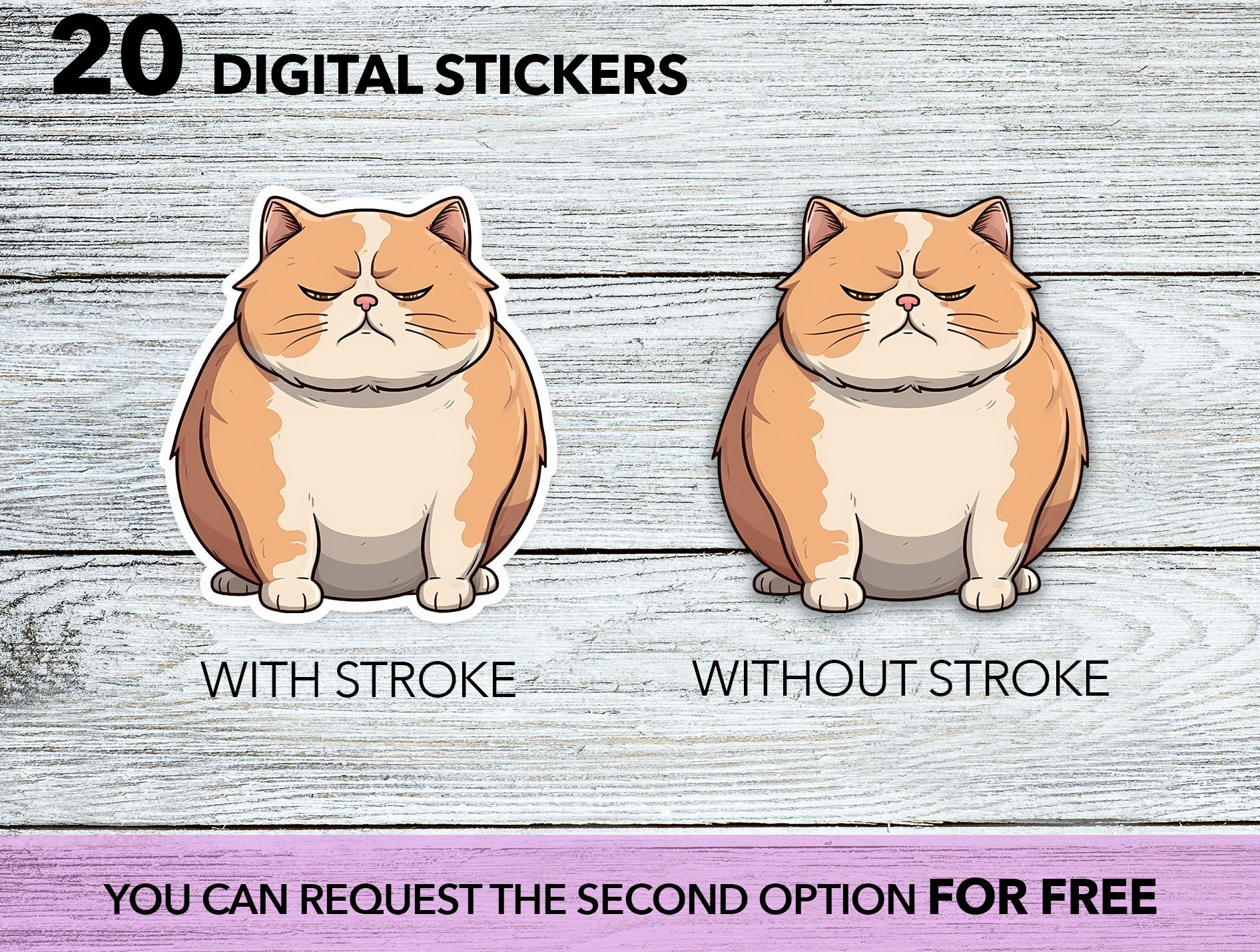 Chubby Cat PNG, Cute Stickers, Sticker Png Bundle, Printable Stickers ...