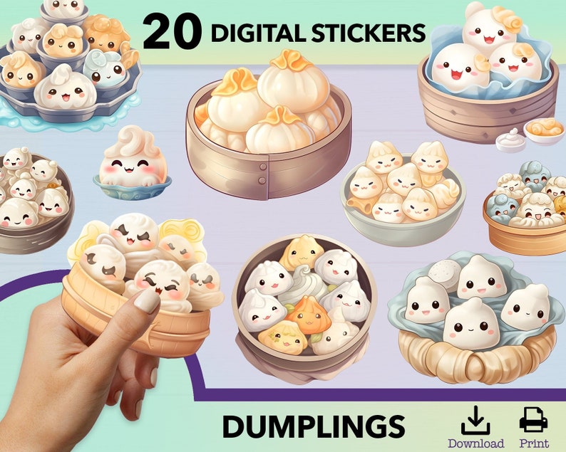 Dumpling PNG, Dumpling PNG Sticker, Sticker Bundle, Printable Sticker ...