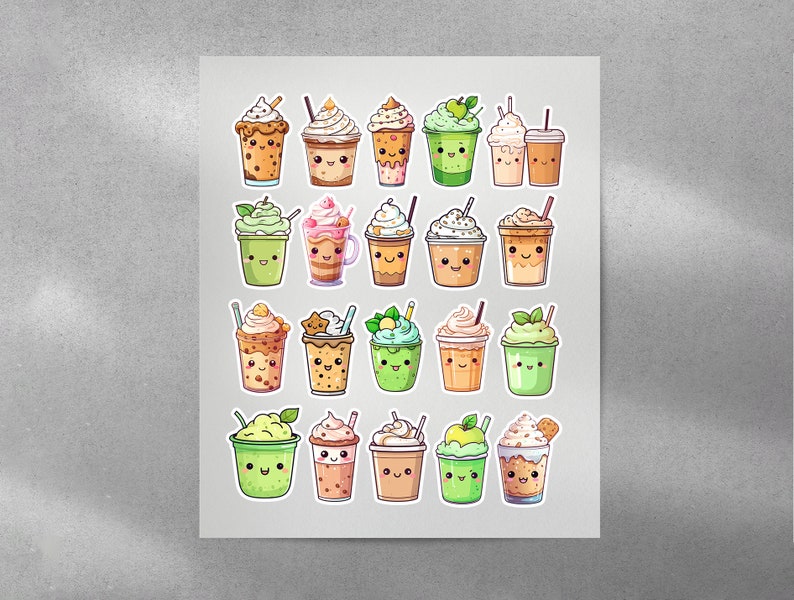 Bubble Tea PNG MEGA BUNDLE Milkshake Png Kawaii Sticker - Etsy