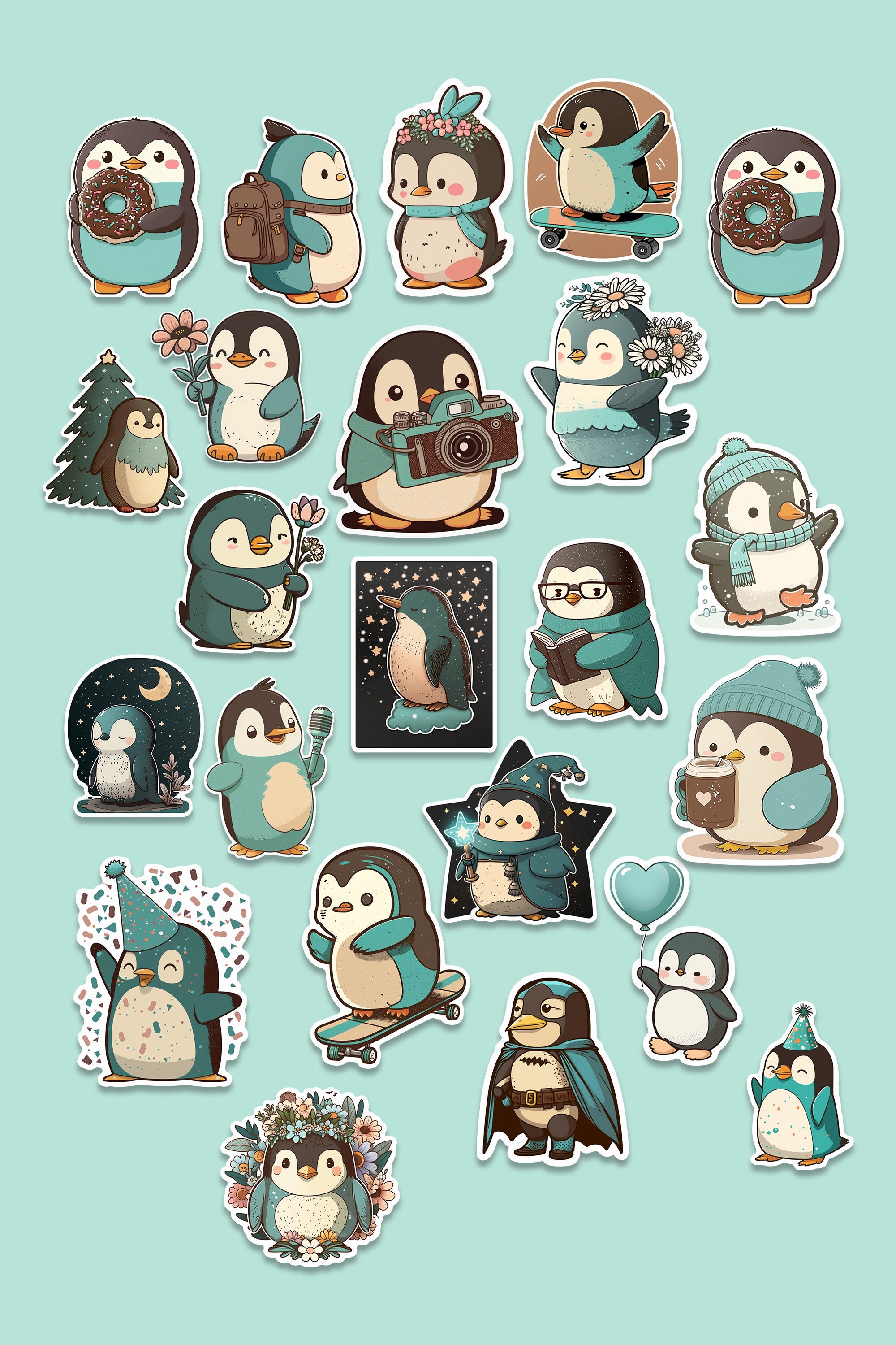 Penguin PNG Cute Stickers, Sticker Png Bundle, Printable Stickers ...