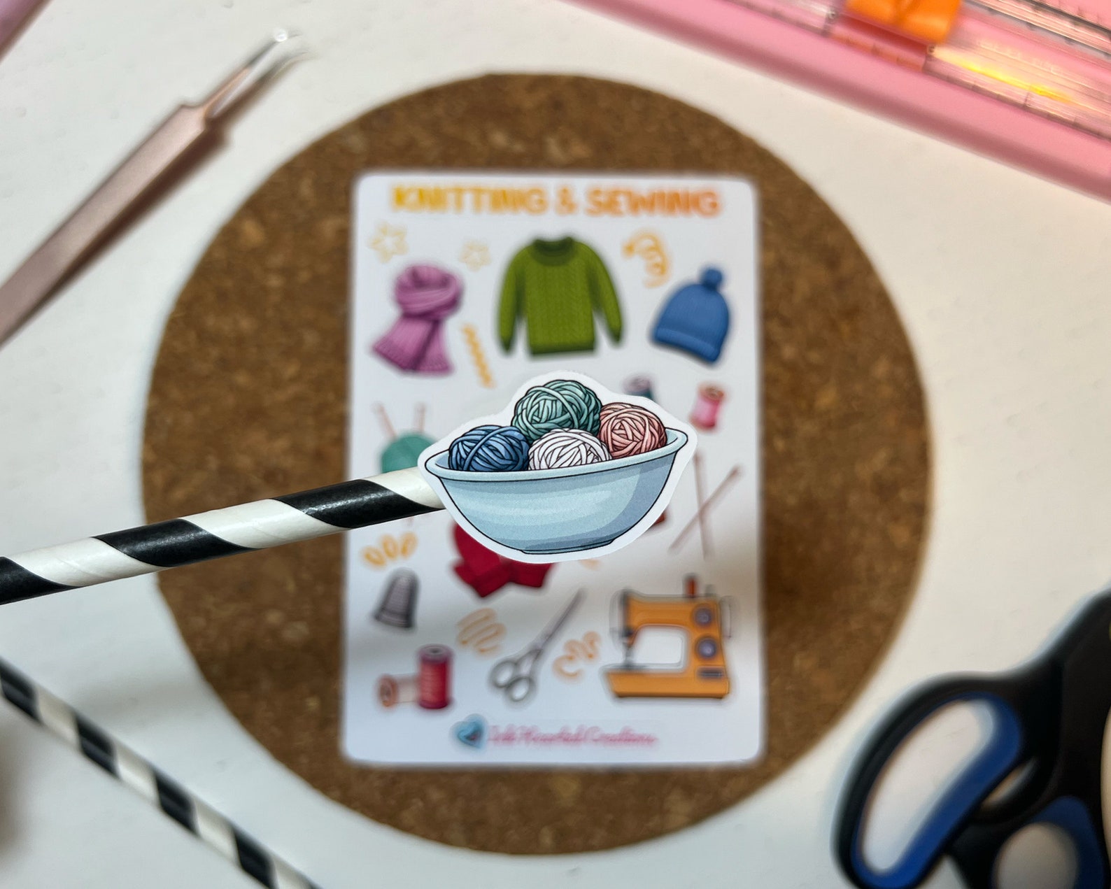 Knitting Sewing Sticker Sheet, Yarn Sticker, Craft Hobby Sticker ...