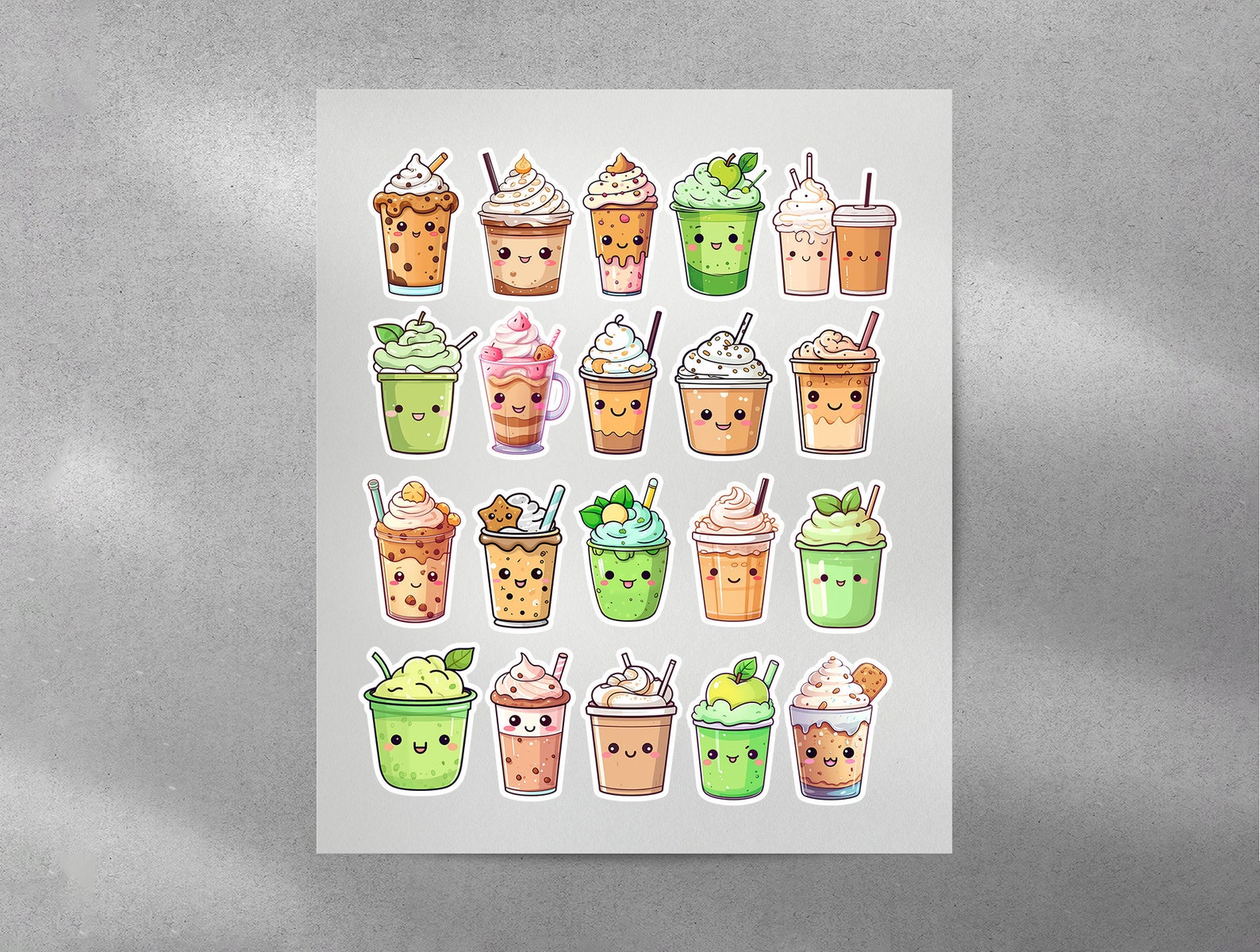 Milkshake PNG, Kawaii Sticker, Sticker Png Bundle, Printable Sticker ...