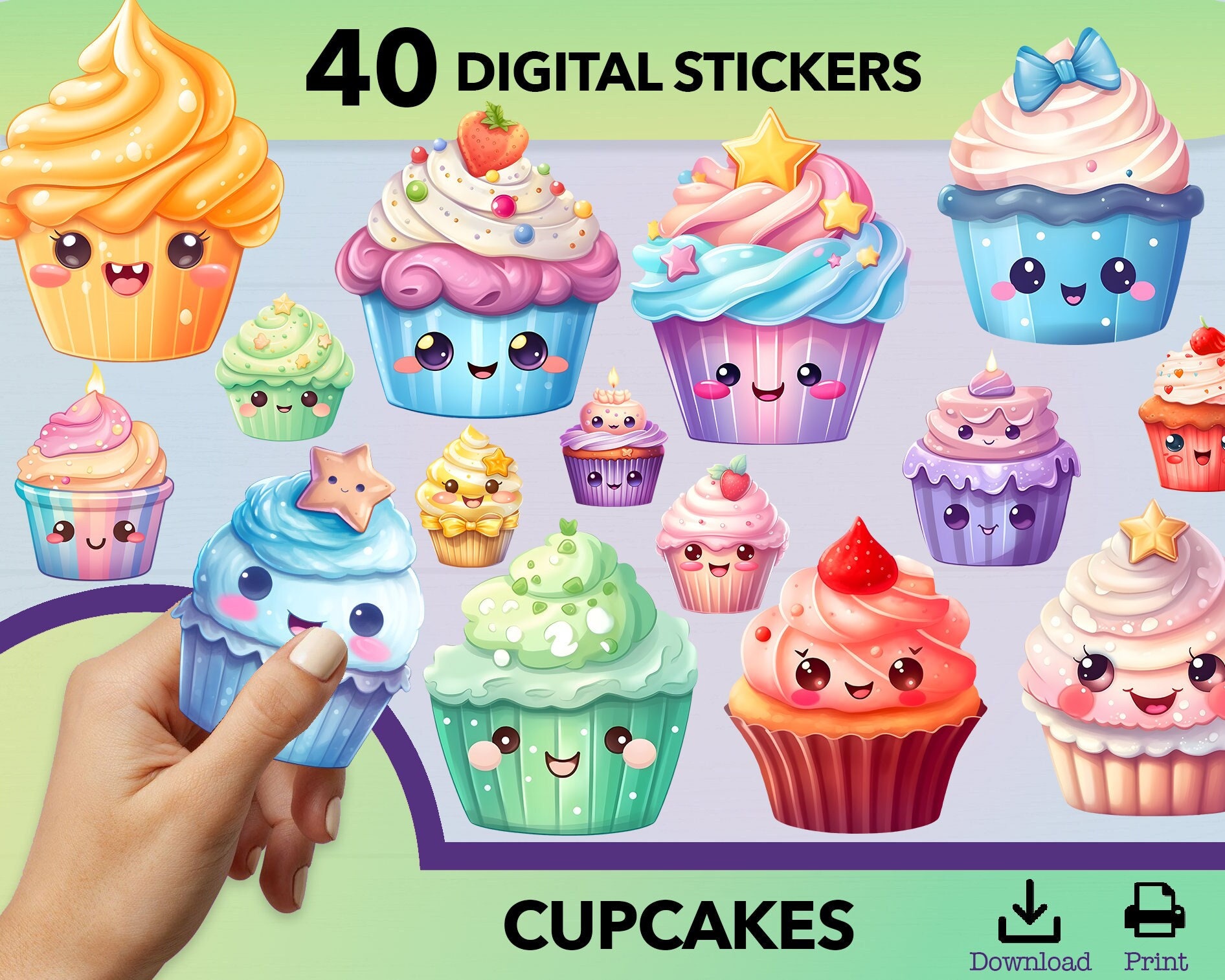 Cupcake Png Sticker Cupcake Sticker Png Sticker Png Bundle - Etsy