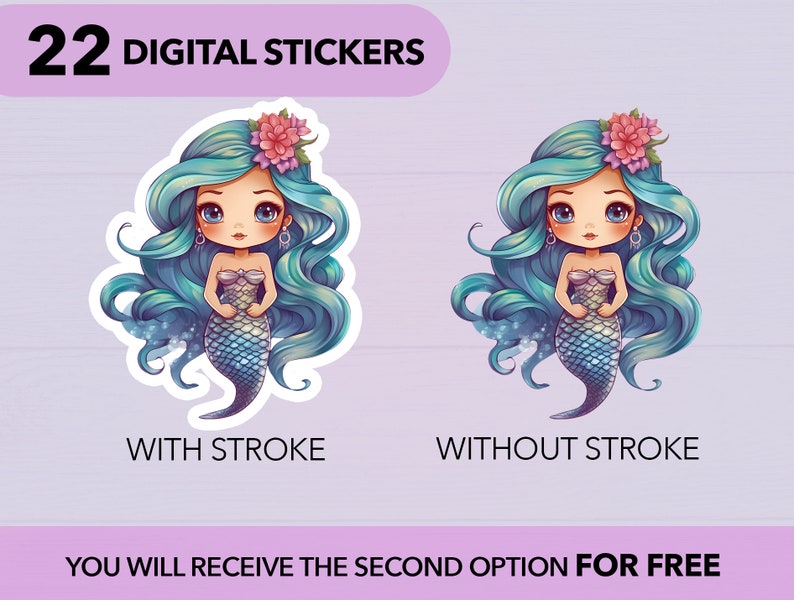 Mermaid PNG Sticker Kawaii Sticker Cute Mermaid Sticker - Etsy