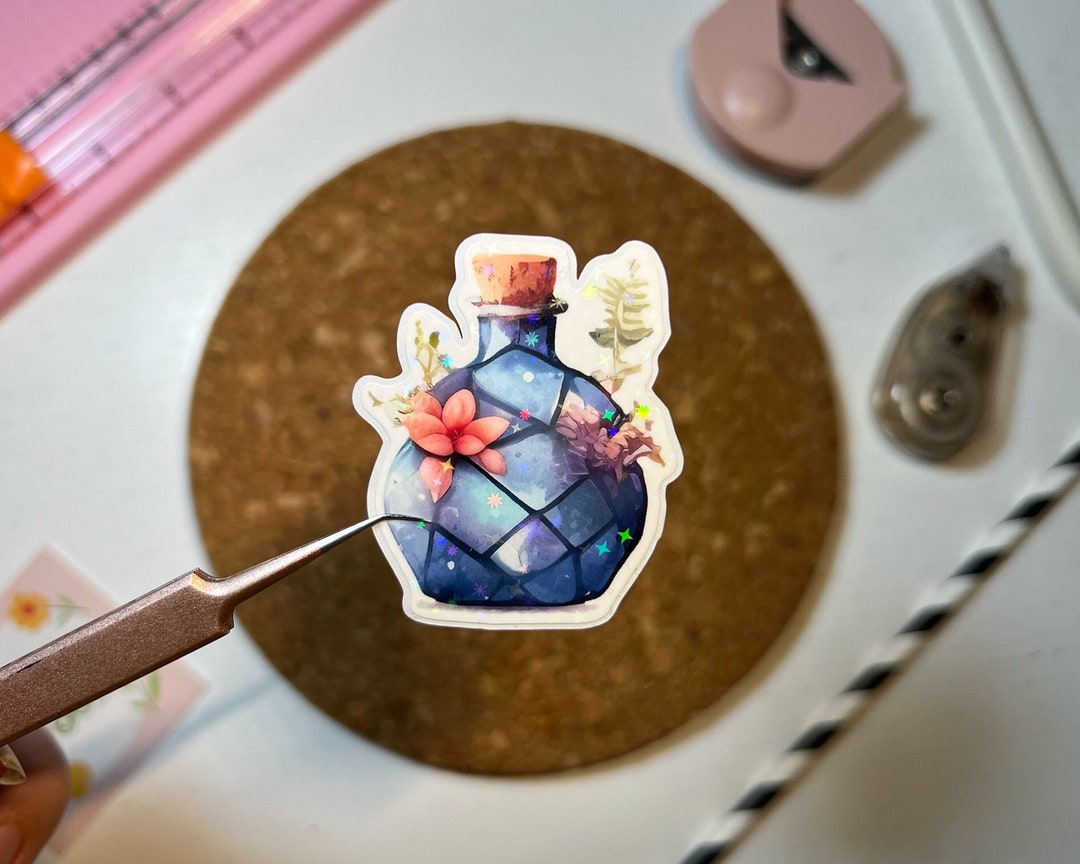 Potion Sticker, Potion Bottle Sticker, Sparkly Potion Sticker, Blue ...