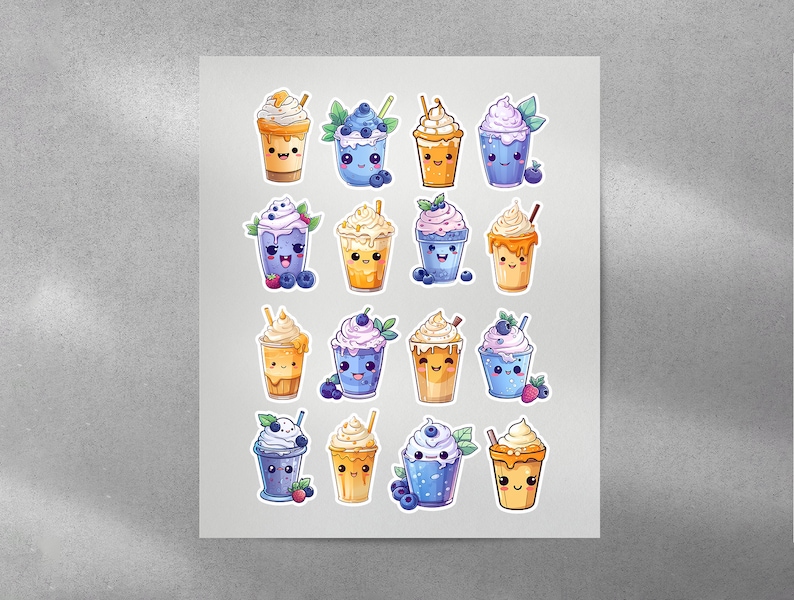 Milkshake PNG, Kawaii Sticker, Sticker Png Bundle, Printable Sticker ...
