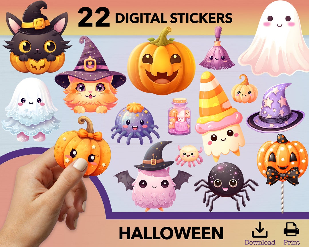 Halloween PNG, Halloween PNG Sticker, Sticker Bundle, Printable Sticker ...