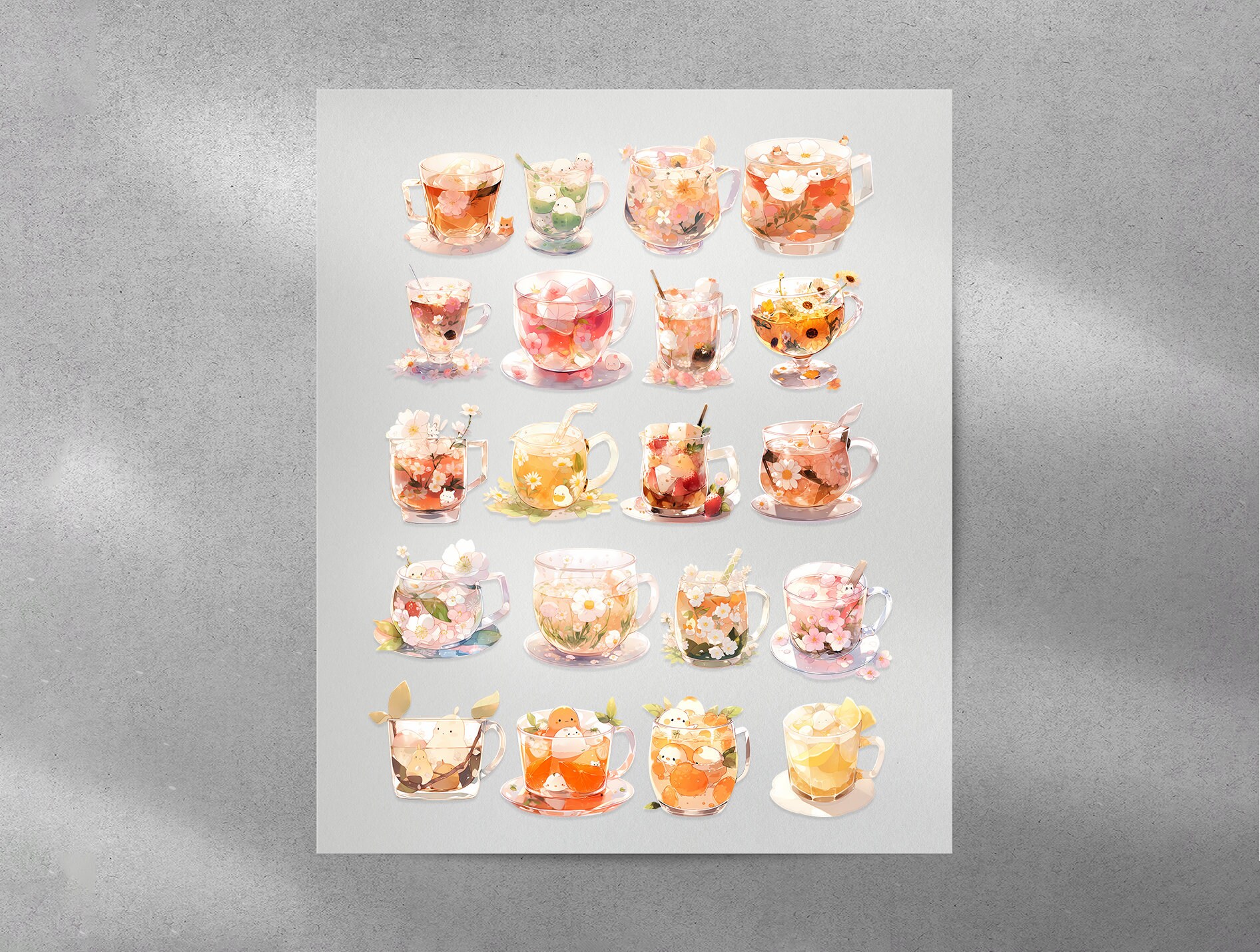 Teacup PNG, Kawaii Stickers, Clip Art Bundle, Tea Clipart, Tea Party ...