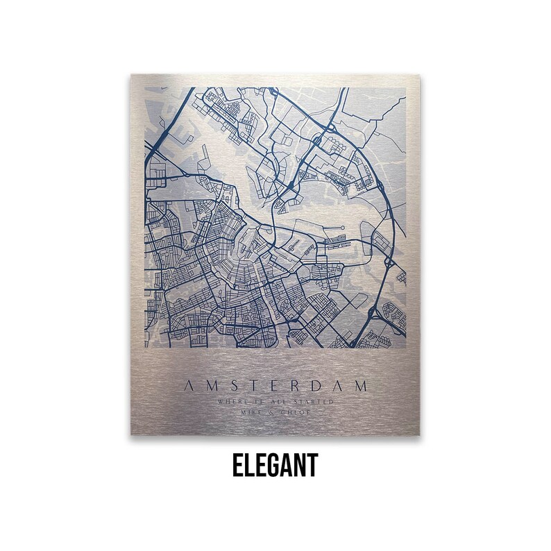 11th Anniversary Gift for Her, Steel Anniversary Gift for Him, City Map ...