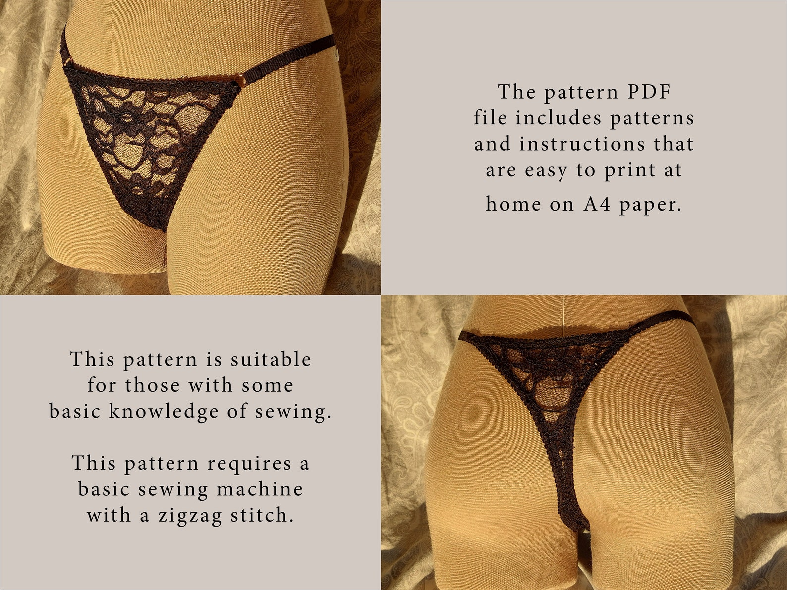 Thong Sewing Pattern Thong Pattern Lingerie Pattern Lingerie Sewing Pattern Underwear Pattern ...