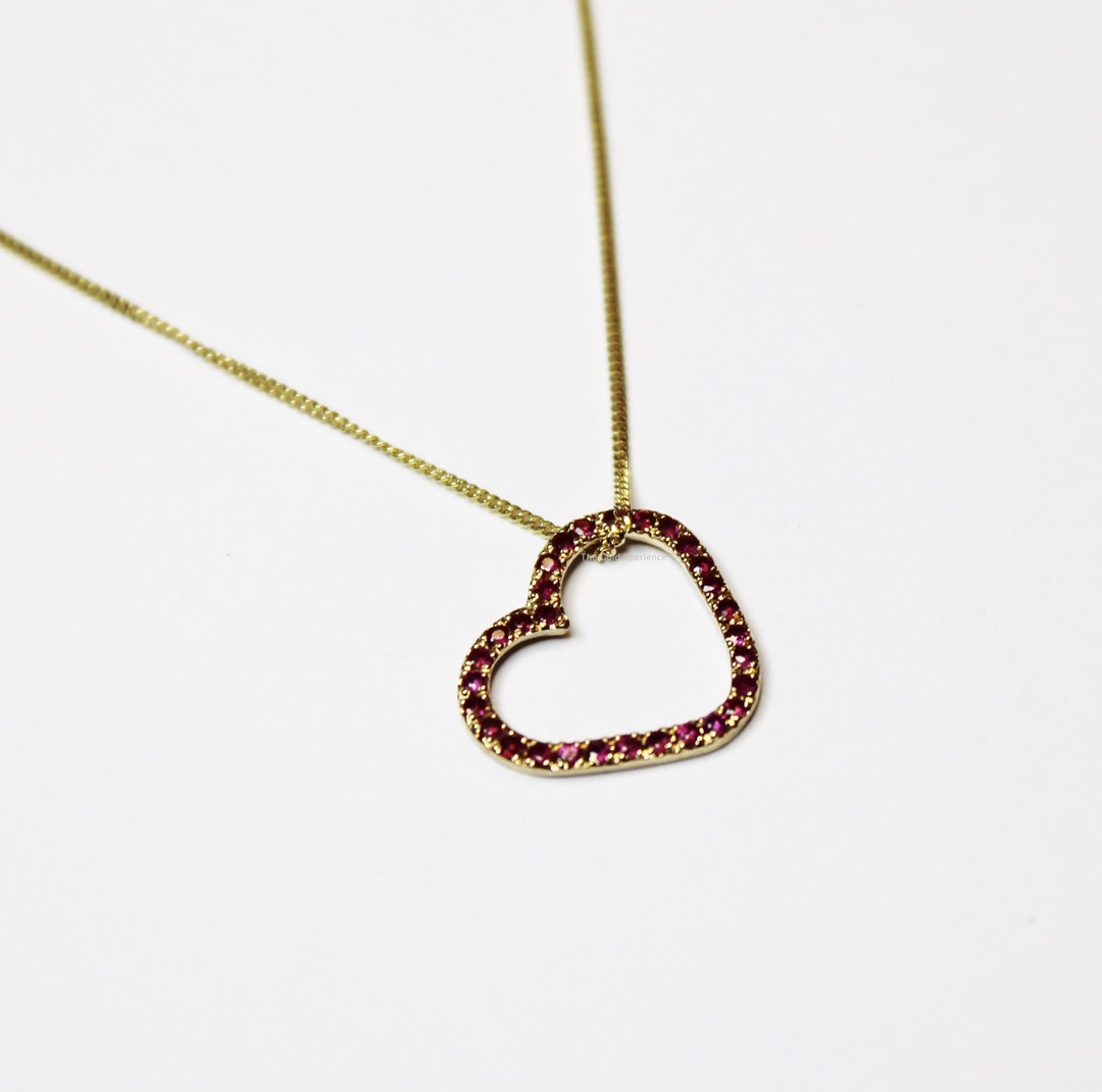 Ketting Gouden Hart Met Robijnen - Etsy