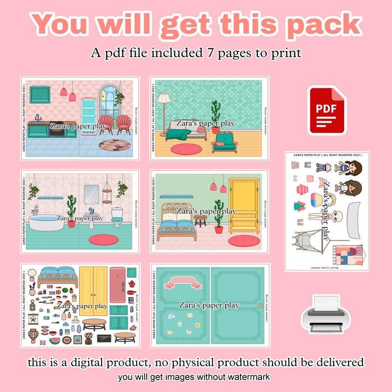 Toca Boca Haus zum selbst ausdrucken / Toca Boca Papier Handwerk / Puppenhaus / Quiet Book ...