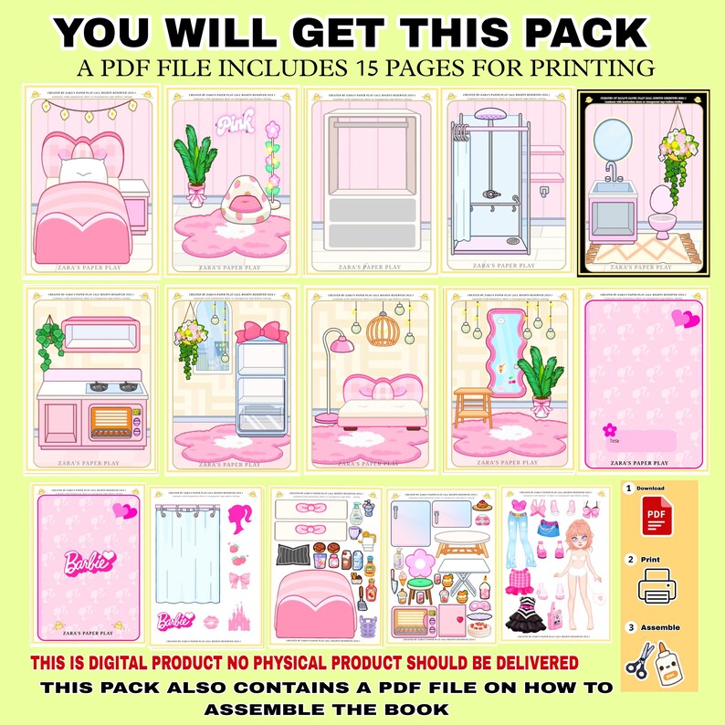 Printable Paper Doll House / Barbie Paper Craft / Paper Doll House ...