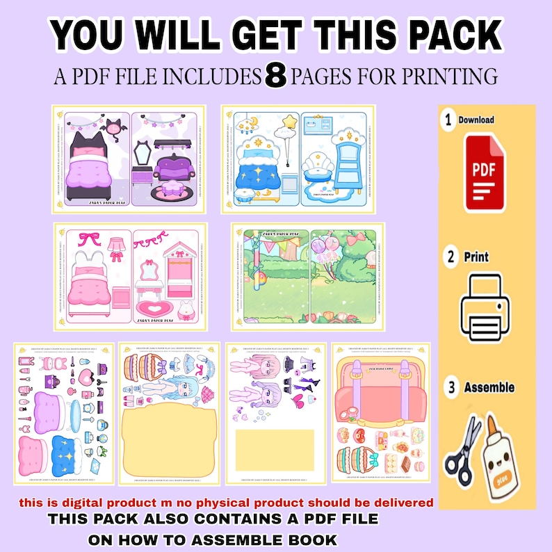 Printable Gacha Doll House: Toca Boca Paper Craft Quiet Book (PDF File ...