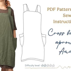 Cross Back Apron Sewing Pattern, Pinafore Apron A4/letter PDF Pattern ...