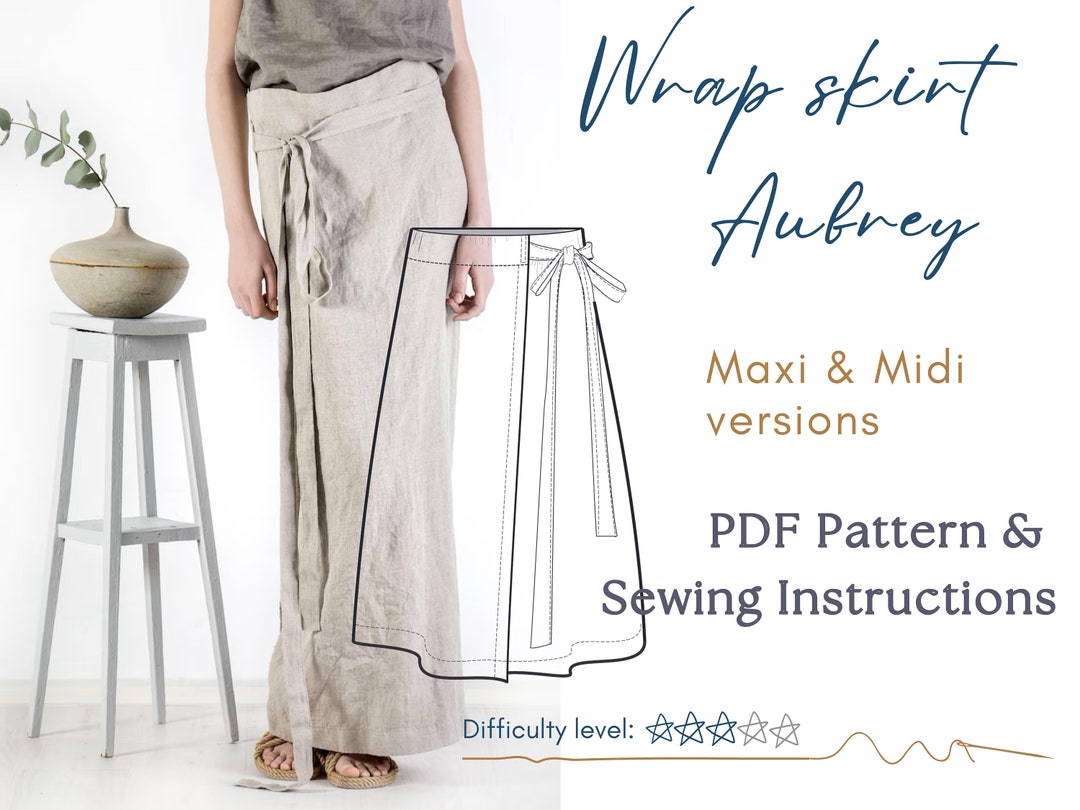 Wrap Skirt Sewing Pattern. A4 PDF Sewing Patterns. DIY Wrap Skirt ...