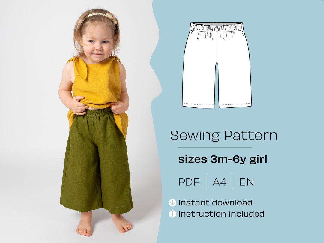 PDF Sewing Pattern for Kids Pants. Nica Linen Kid's Pants. Pants for ...