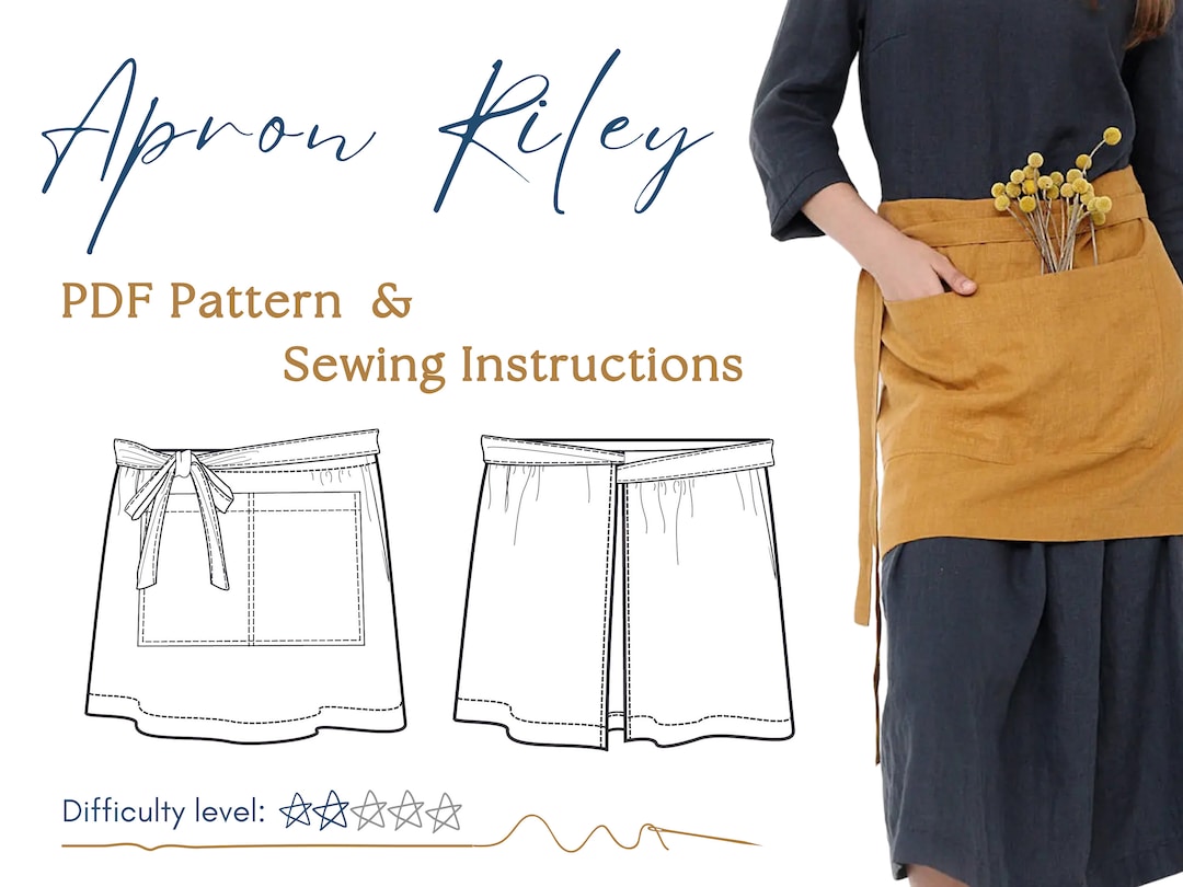 Half Apron Sewing Pattern. A4 PDF Sewing Pattern. Waist Apron Sewing ...