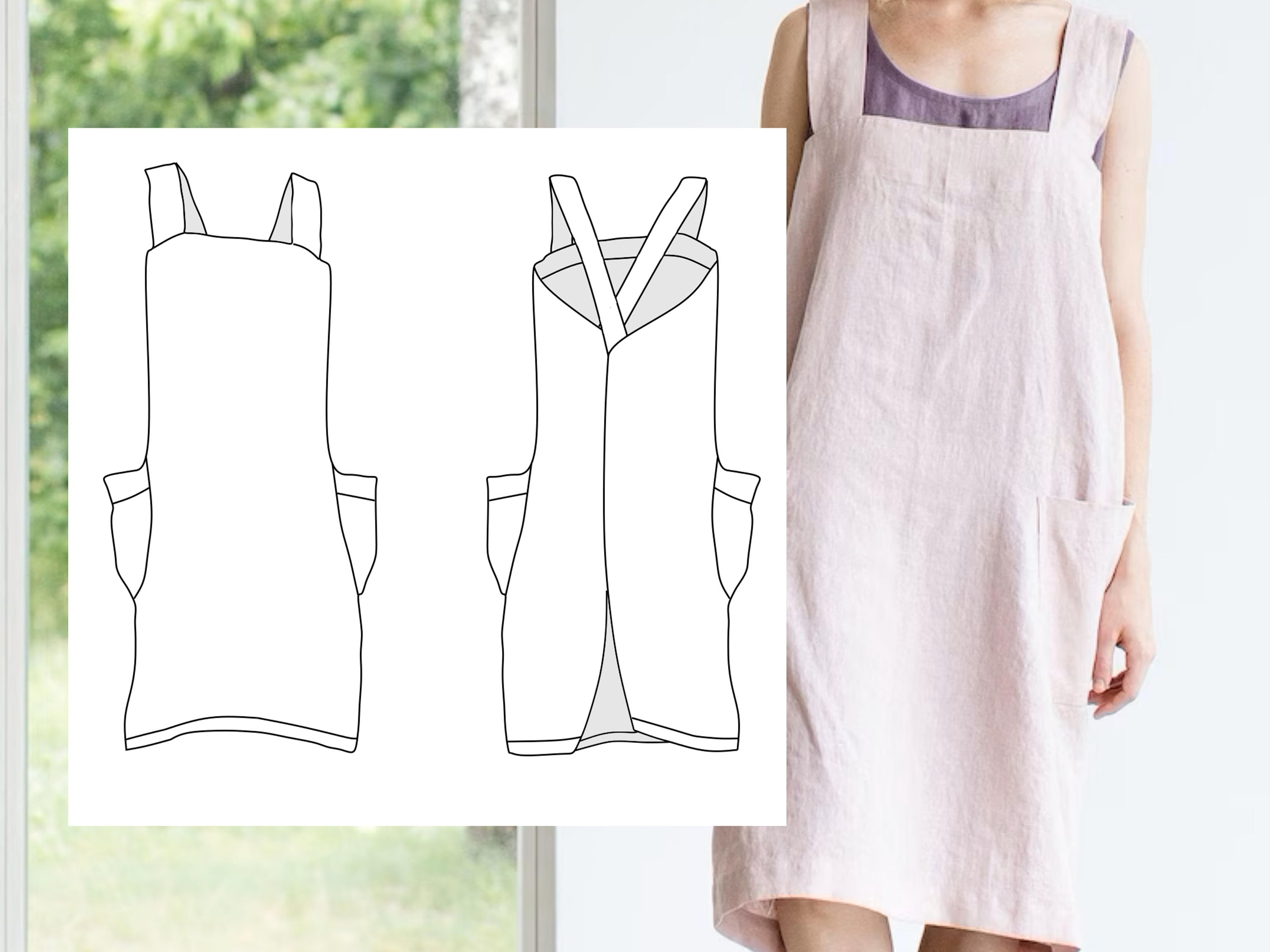 Cross Back Pinafore Sewing Pattern, A4/letter PDF Sewing Pattern, Apron ...
