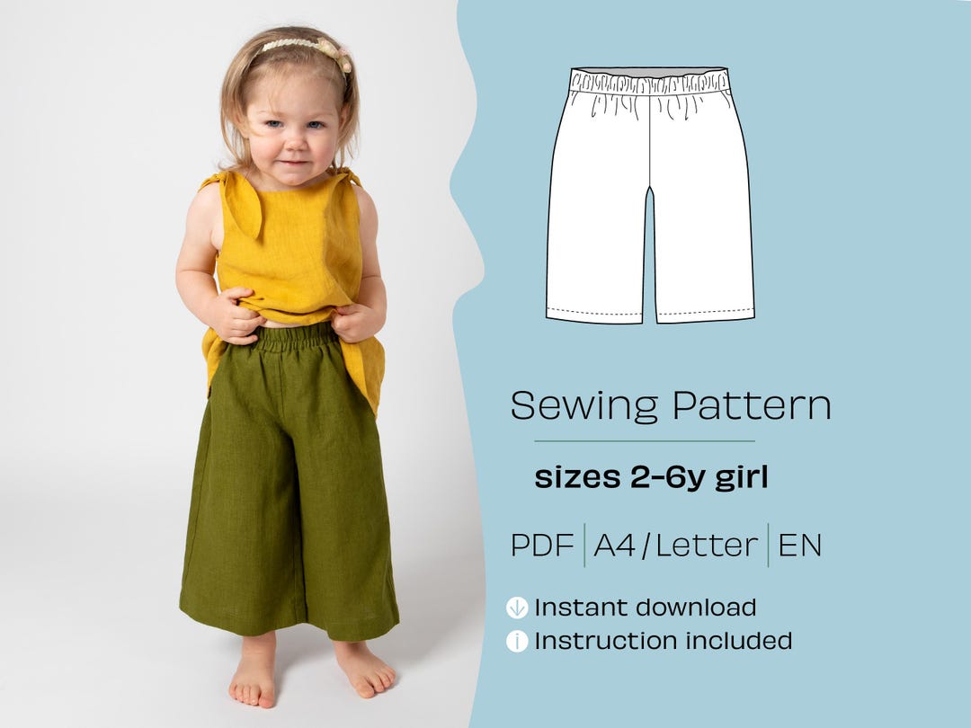 PDF Sewing Pattern for Kids Pants. Nica - Linen Kid's Pants. Pants for ...