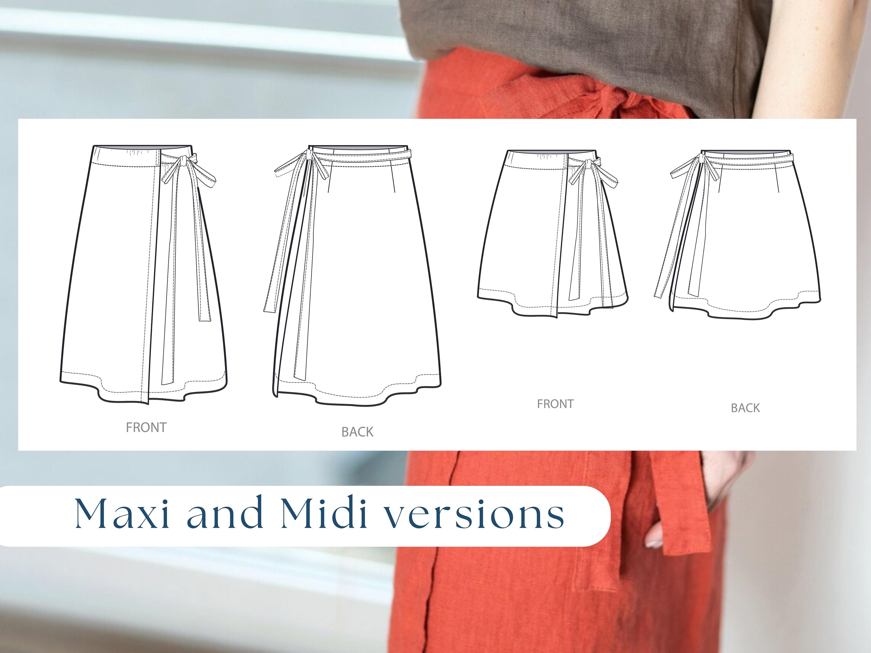 Wrap Skirt Sewing Pattern. A4 PDF Sewing Patterns. DIY Wrap Skirt ...