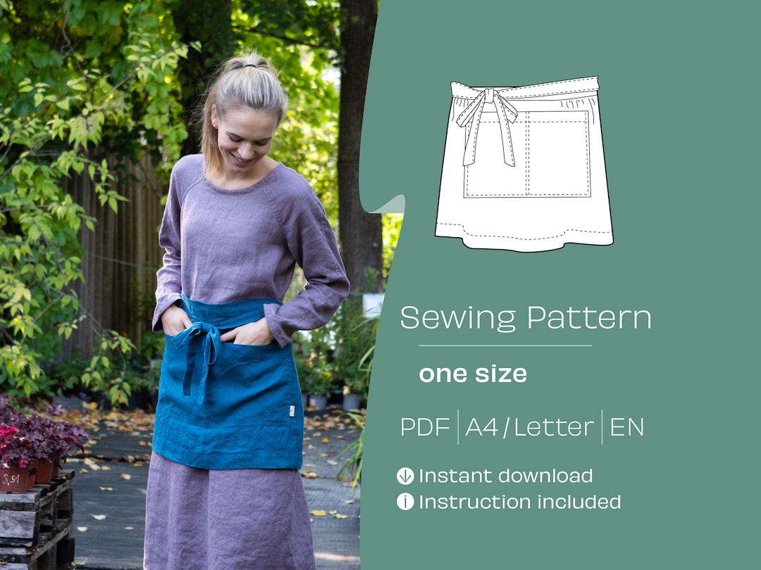 Half Apron Sewing Pattern, A4/letter PDF Sewing Pattern, PDF Sewing ...