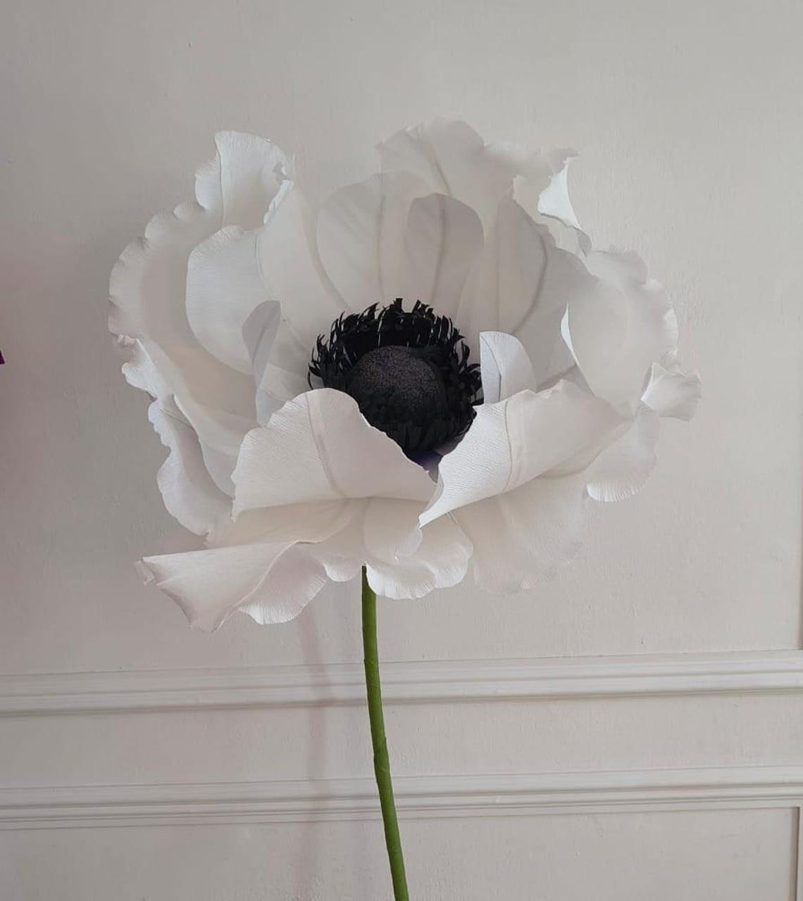 Handcrafted Giant White Crepe Paper Anemone - Oversized Flower for ...