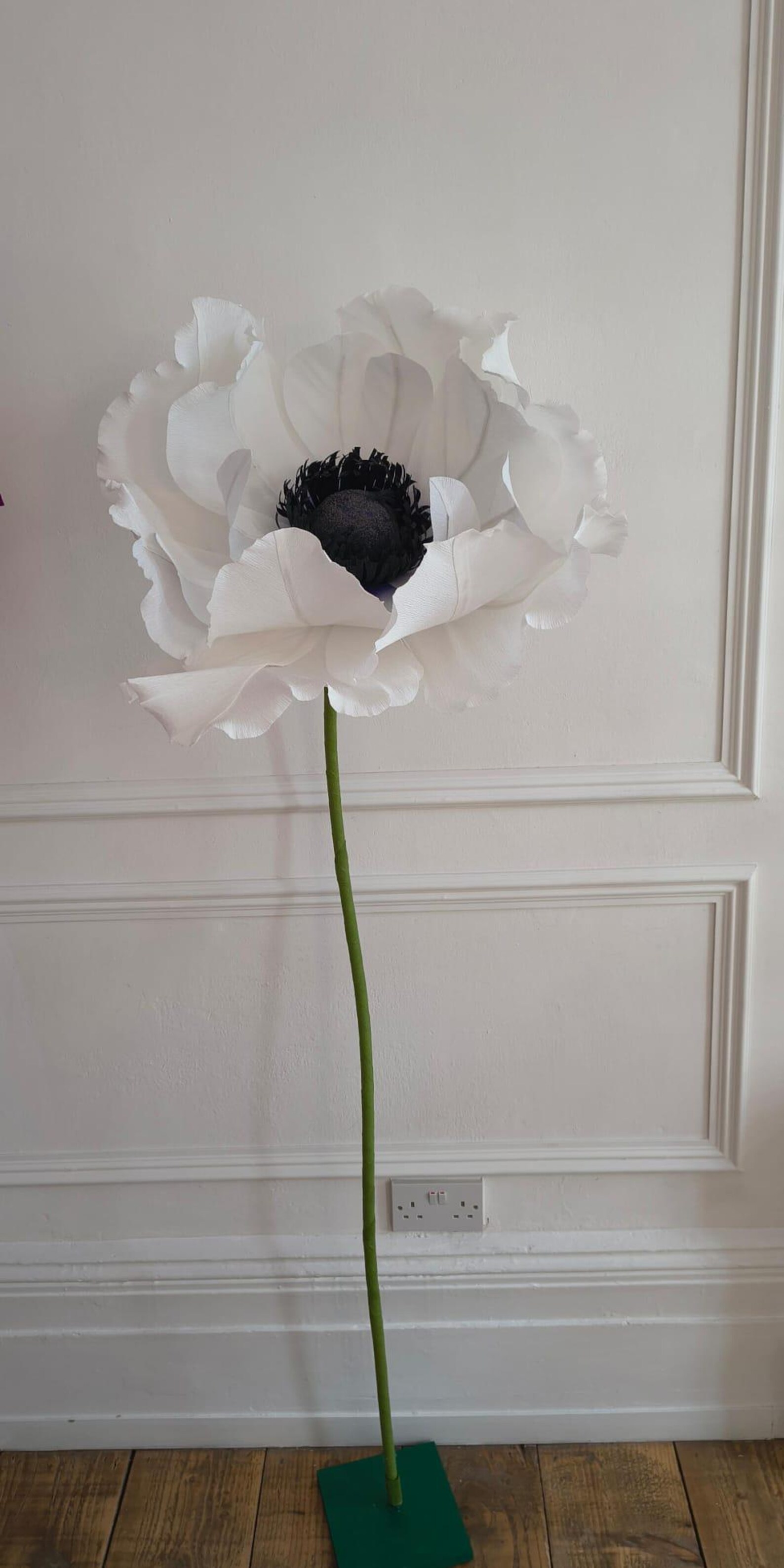 Handcrafted Giant White Crepe Paper Anemone - Oversized Flower for ...