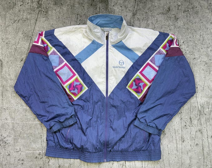 Vintage Sergio Tacchini Track Jacket 90s Multicolor Geometric Pattern ...