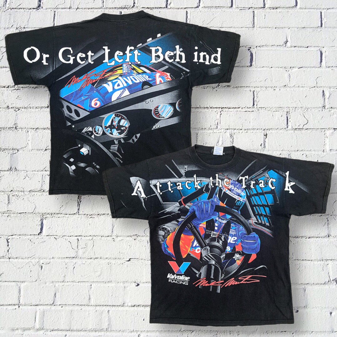 Vintage Nascar T-shirt 90s Y2K Mark Martin Valvoline Tee Double Sided ...