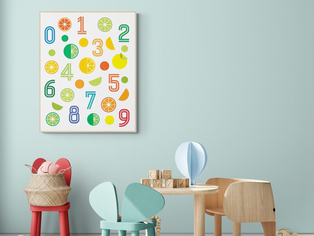 Classroom Art: 1-10 Colored Numbers Chart for Kids Numbers With Citrus ...