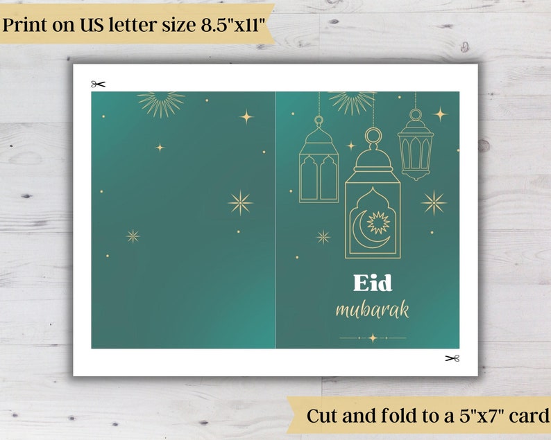 Eid Mubarak Card, Printable Eid Card, Eid Greeting Card, Instant ...