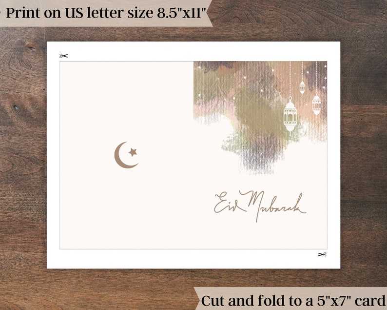 Eid Mubarak Card, Printable Eid Card, Eid Greeting Card, Instant ...