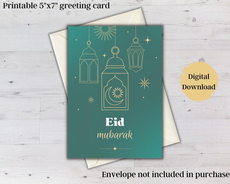 Eid Mubarak Card, Printable Eid Card, Eid Greeting Card, Instant ...